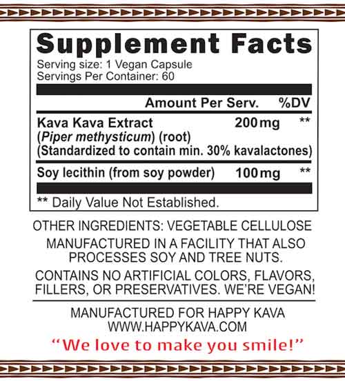Happy Kava Brand Kavalactone 30% Capsules